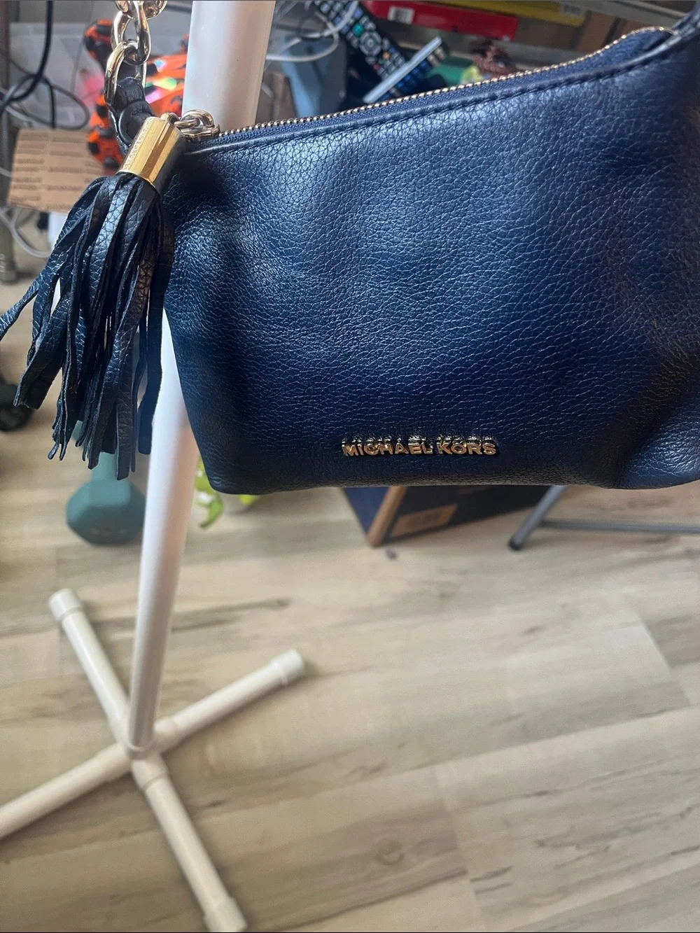 Michael Kors | Bags | Michael Kors Dark Navy Blue Leather Crossbody ...